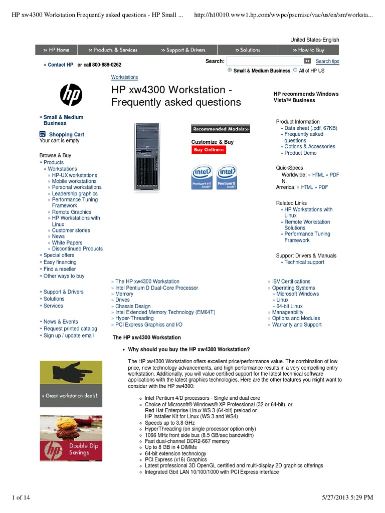 HP Xw4300 Workstation Frequently Asked Questions - HP Small & Medium ...