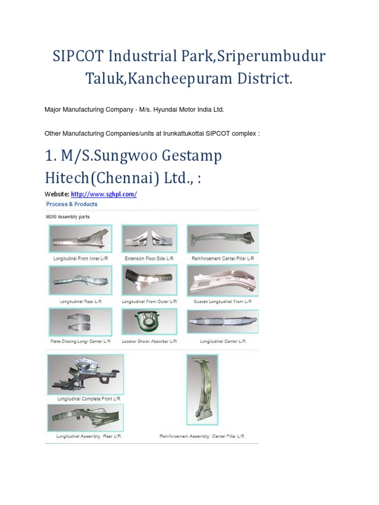 SIPCOT Industrial Park.docx | Aerospace | Foundry
