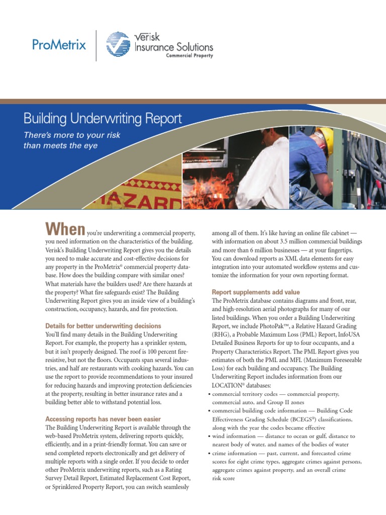 Building Underwriting Report | PDF | Fire Sprinkler System | Underwriting