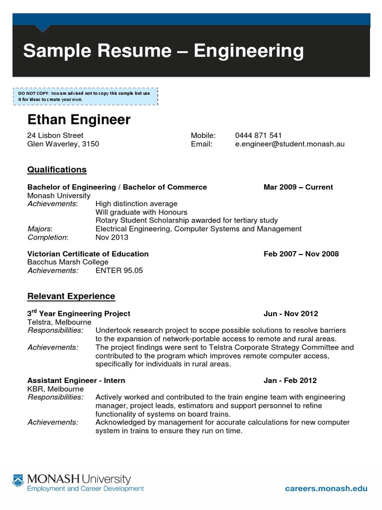 Sample Resume - Engineering: Ethan Engineer | PDF | Engineering | Computing
