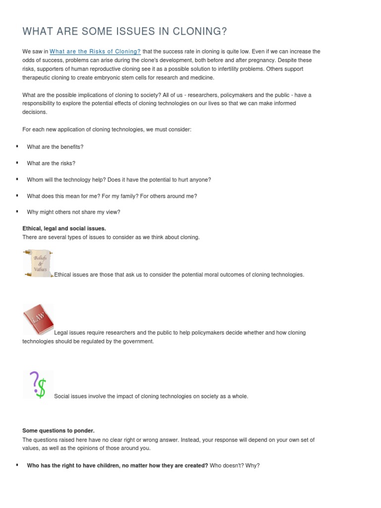 What Are Some Issues in Cloning | PDF | Cloning | Molecular Cloning