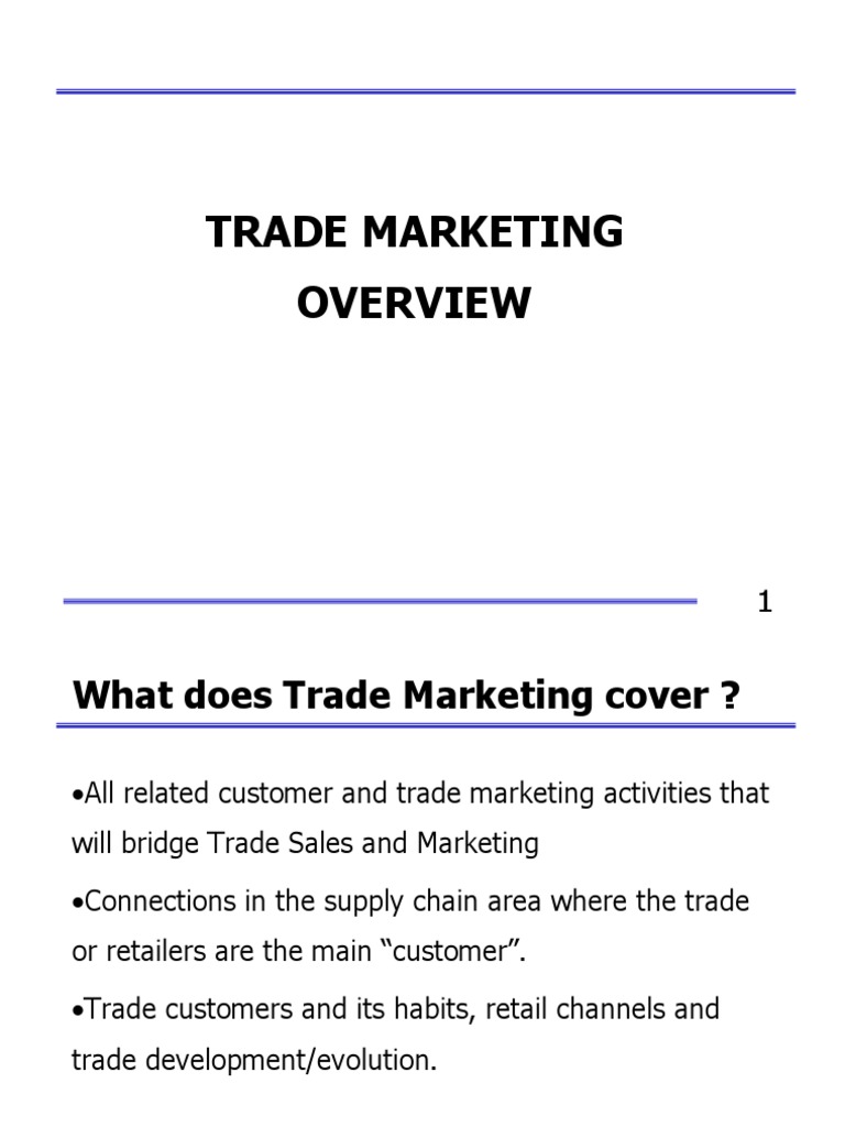 Trade Marketing Overview and Strategies | PDF | Sales | Marketing