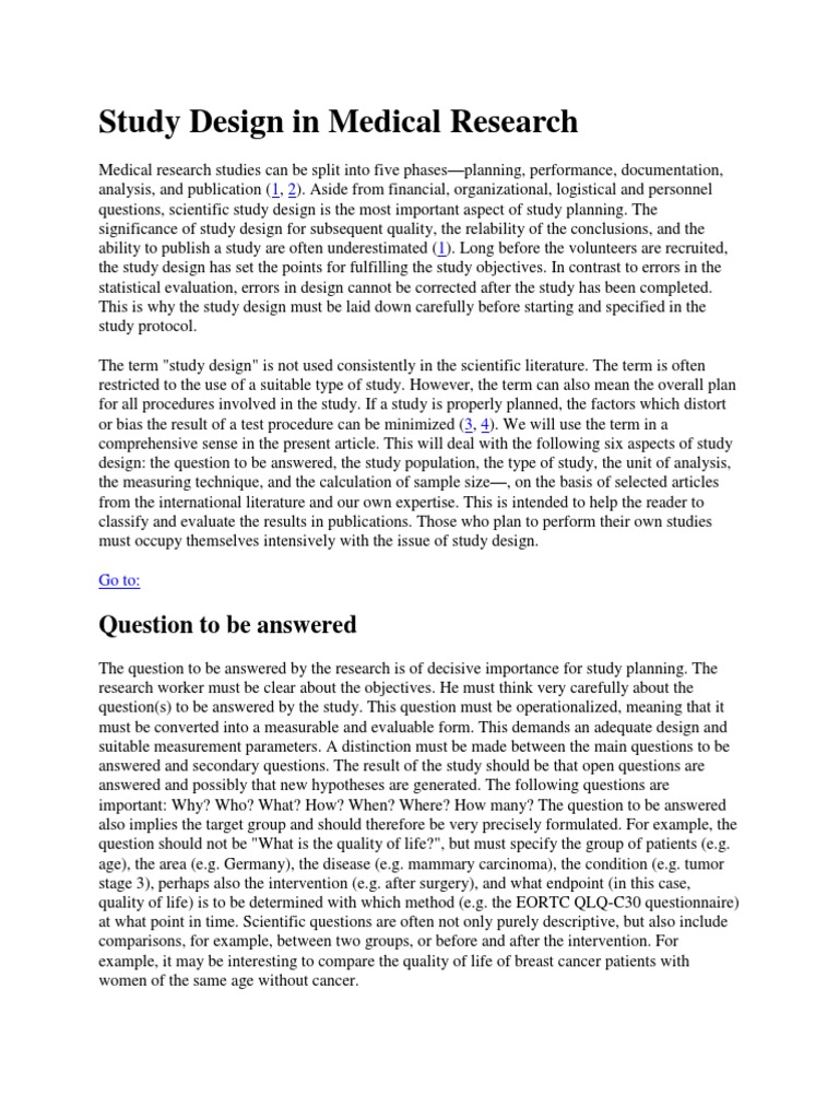 Study Design in Medical Research | PDF | Accuracy And Precision ...