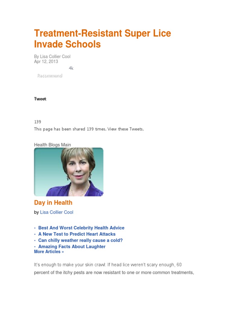 Treatment-Resistant Super Lice Invade Schools | PDF | Chemicals ...