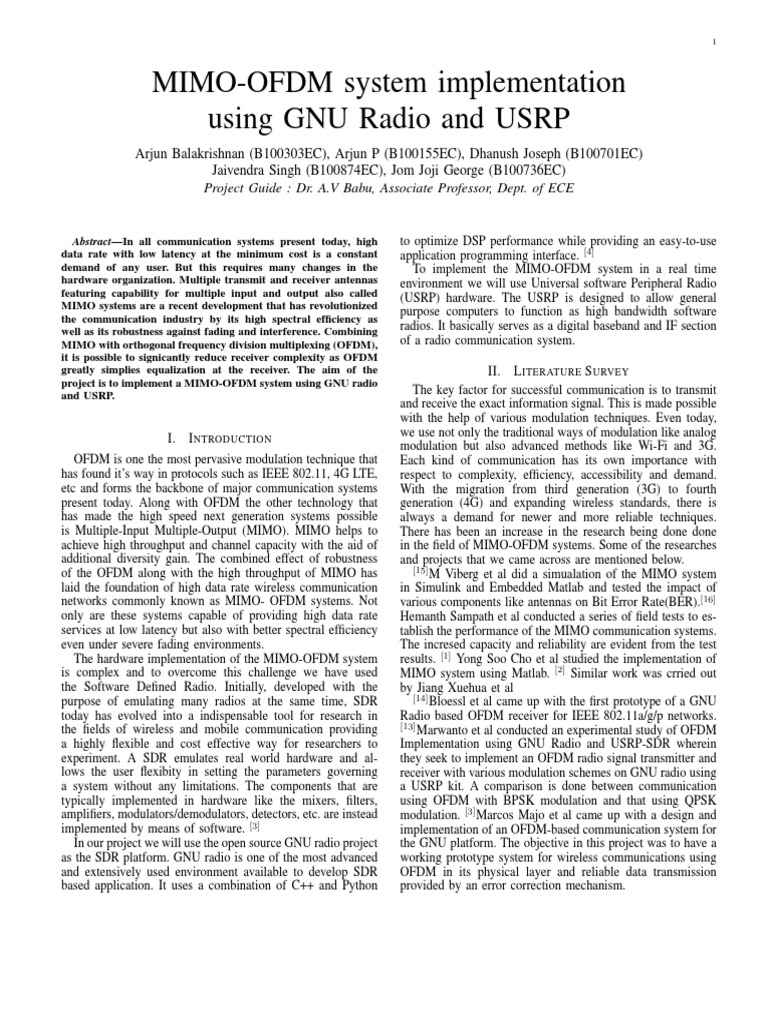 MIMO OFDM Using USRP | PDF | Mimo | Orthogonal Frequency Division Multiplexing