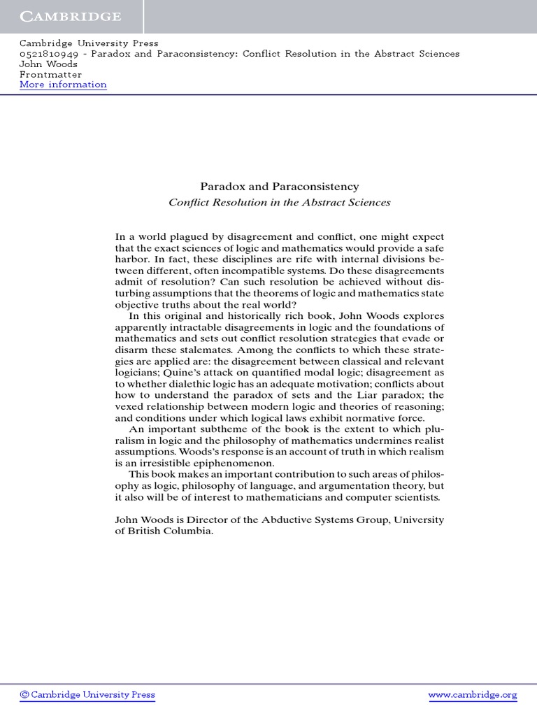 Paradox and Paraconsistency | PDF | Logic | Idealism