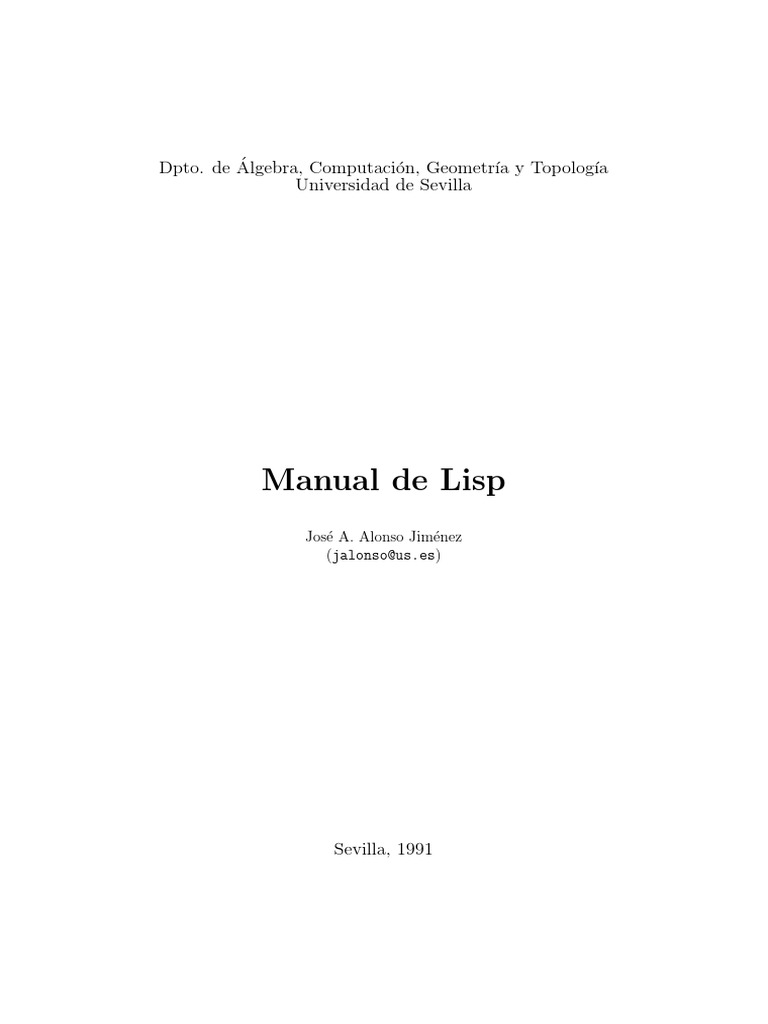 1991 Lisp Manual | PDF