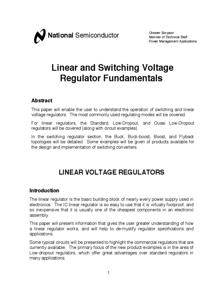 Linear Switching Regulator Fundamentals | PDF