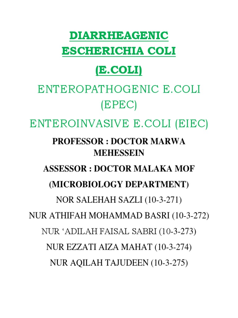 Diarrheagenic E. Coli Official | PDF | Escherichia Coli | Diarrhea