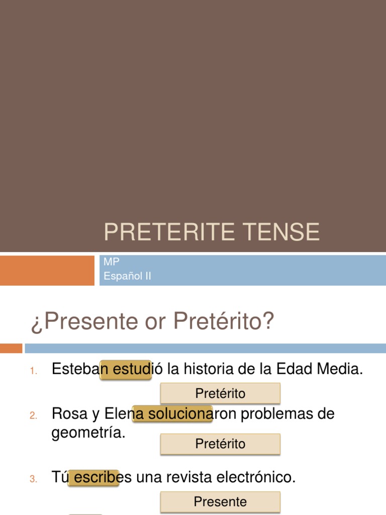 Preterite Tense Intro | PDF | Entretenimiento (general)