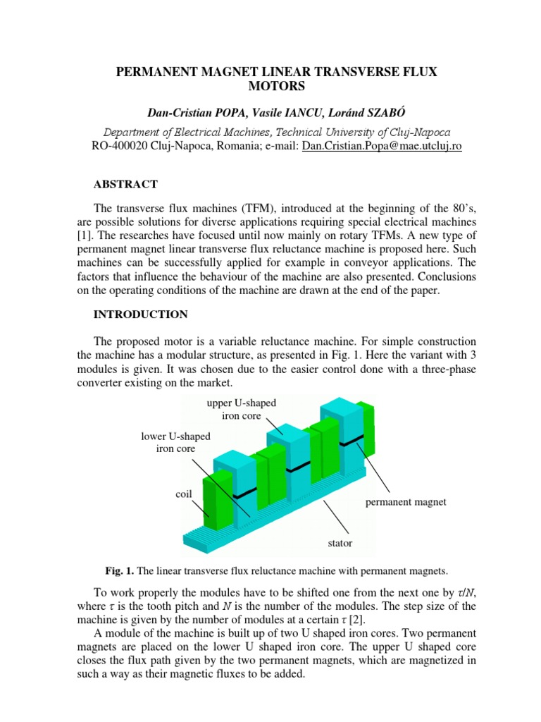 Permanent Magnet Linear Transverse Flux Motors | Electric Motor ...
