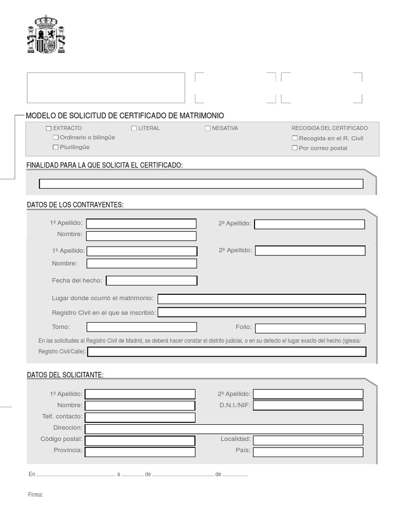 Modelo De Formularios Para La Disolución Del Matrimonio Modelo De