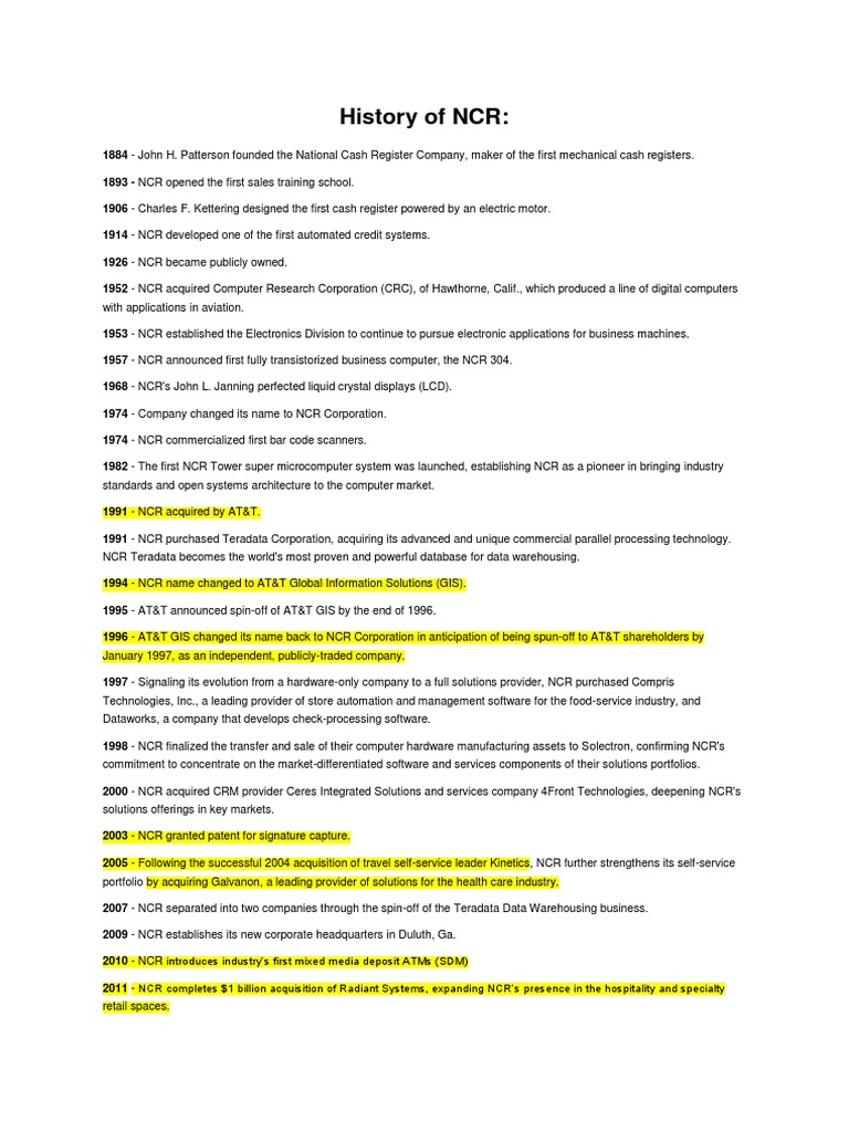 NCR History | PDF | Computer Engineering | Computing