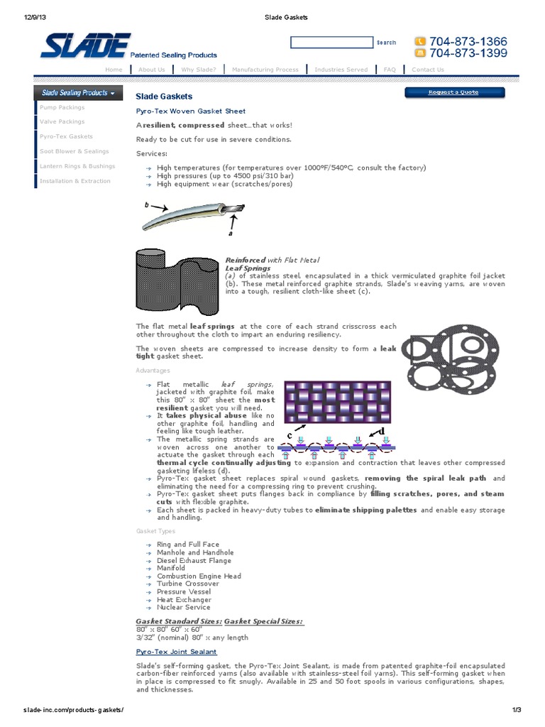 Slade Gaskets | PDF | Mechanical Engineering | Energy And Resource