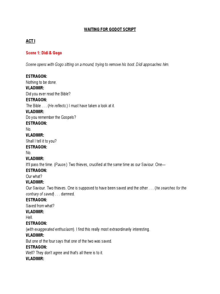 Waiting For Godot Script | PDF