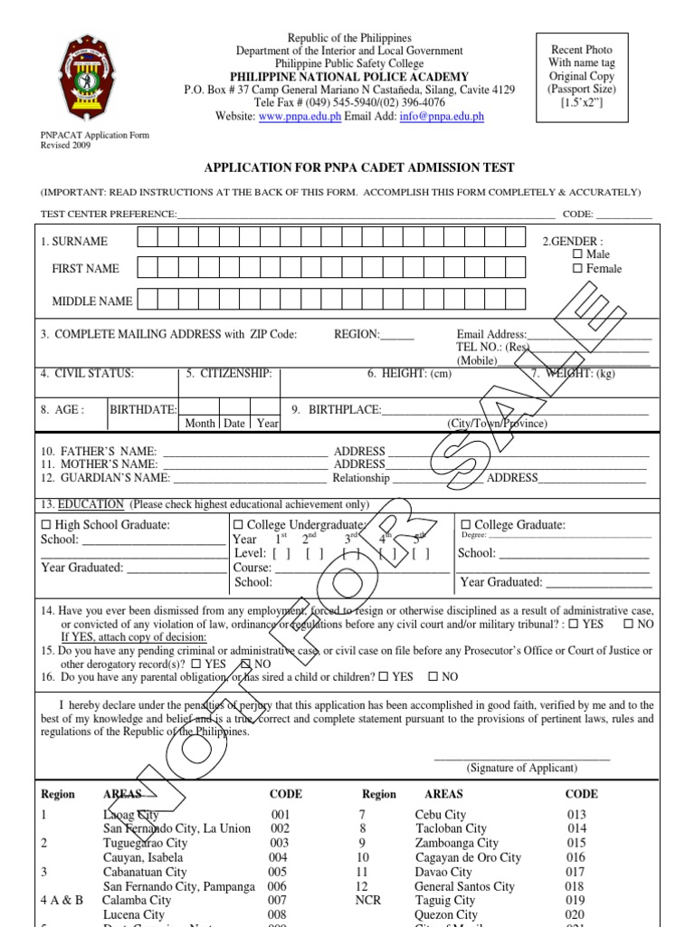 Pnpa Application Form R-2009 | PDF | Medical Specialties | Wellness