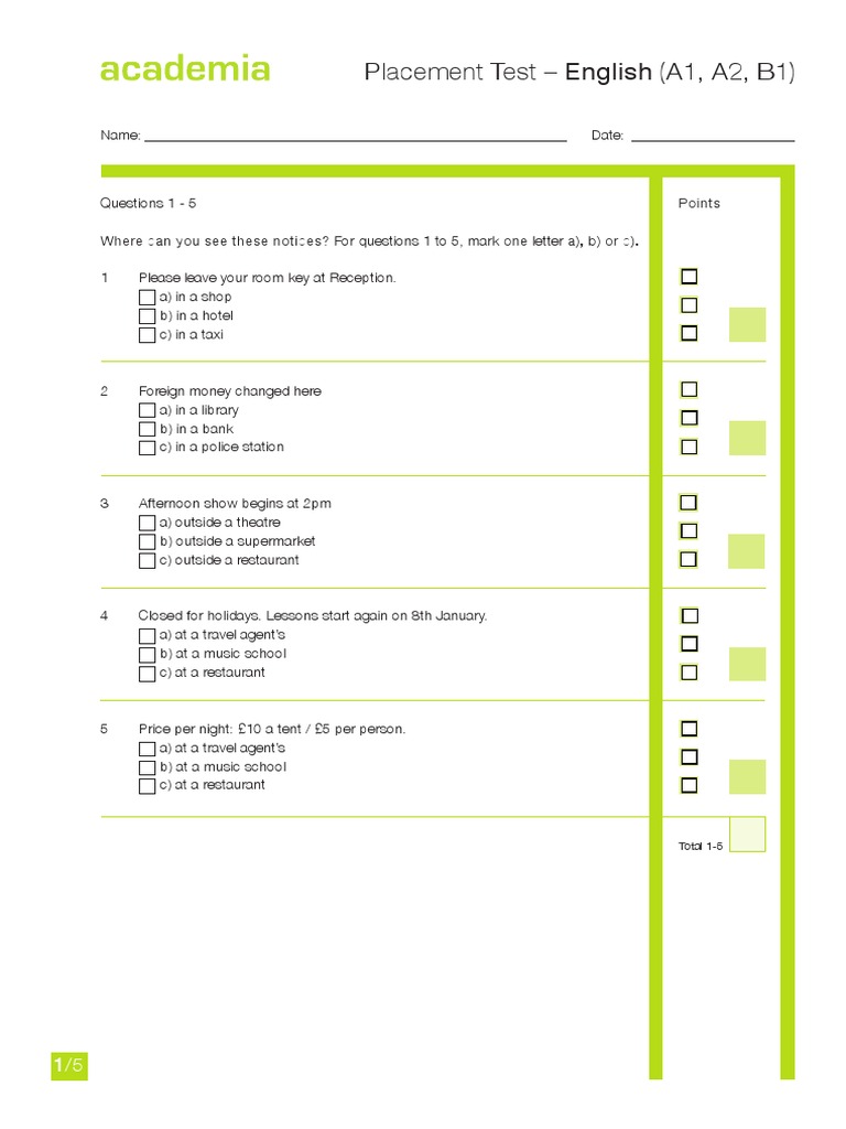 English Placement Test for Kids | PDF | Unidentified Flying Object