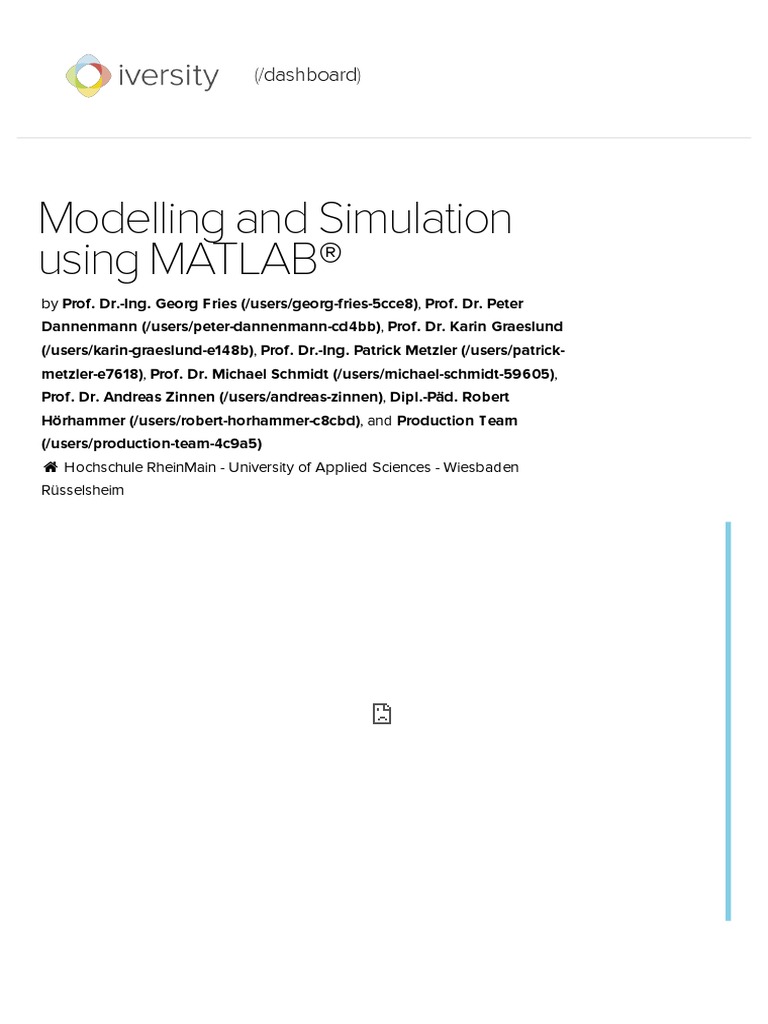 Modelling and Simulation Using MATLAB® | PDF | Massive Open Online ...