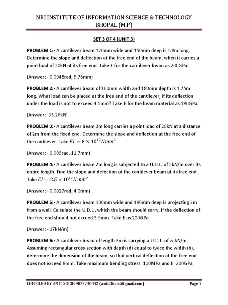 Set 3 - Unit 3 | PDF | Beam (Structure) | Bending