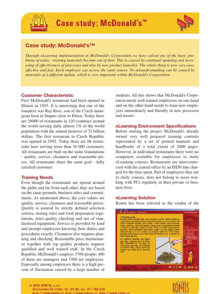McDonalds Case Study | PDF | Mc Donald's | Educational Technology
