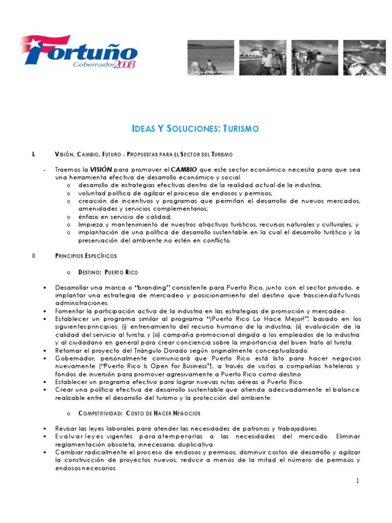 One Pager Turismo | PDF | Turismo | Puerto Rico
