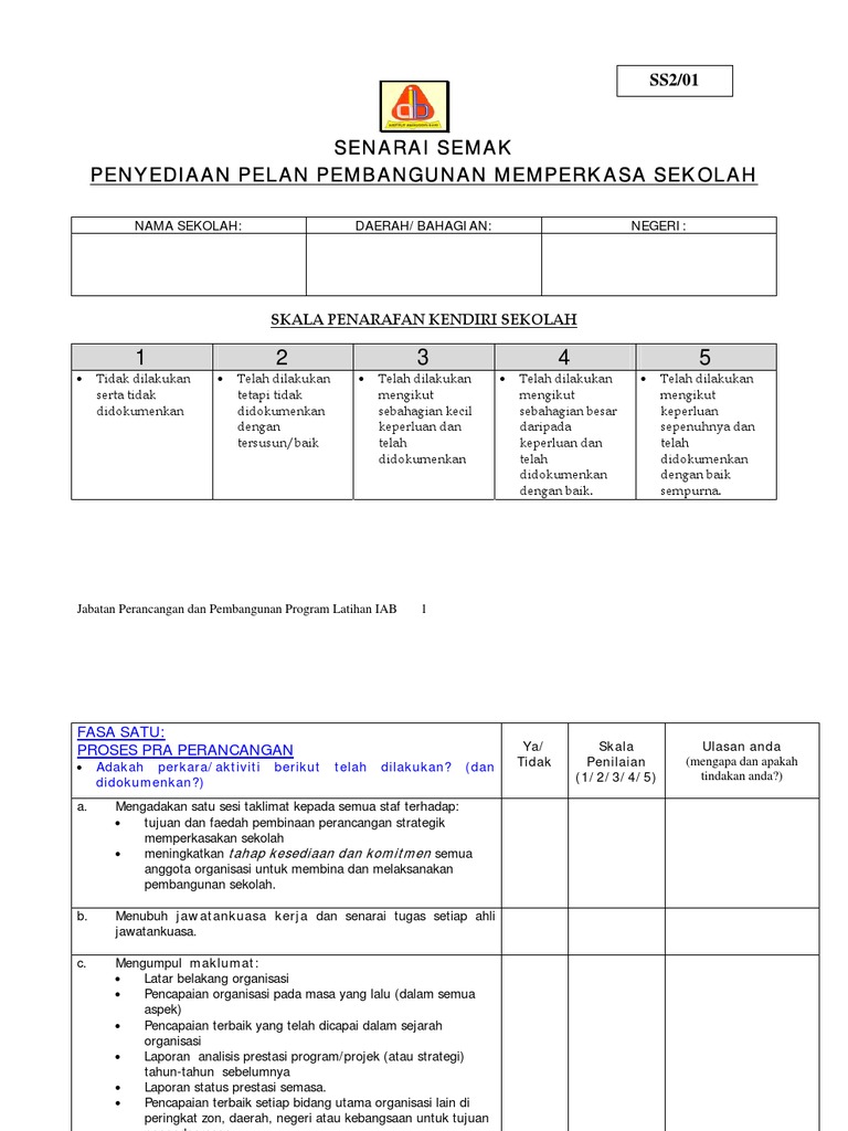 Senarai Semak Utk Sekolah | PDF