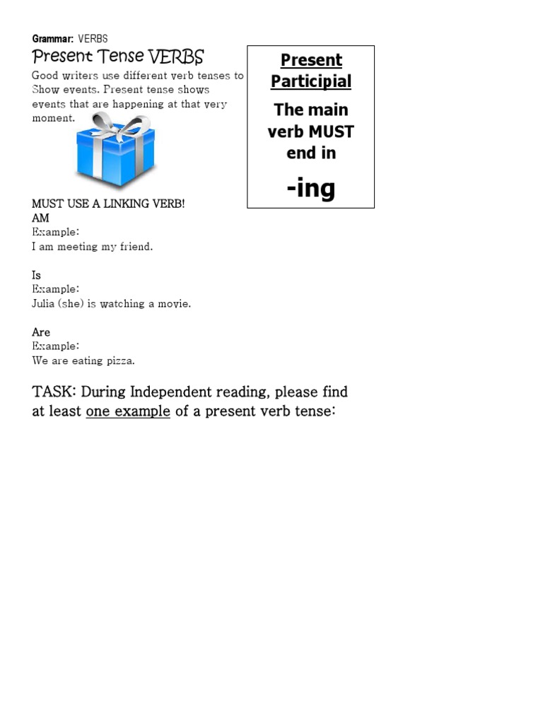 Present Verb Tense NB Insert | PDF