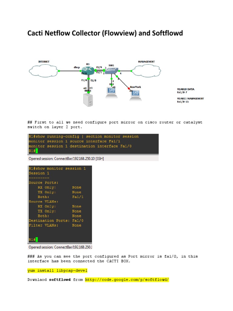 Cacti Netflow Collector (Flowview) and Softflowd | PDF | Computer Networking | Computer Architecture