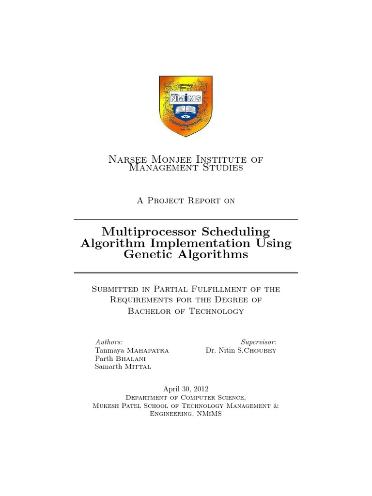 Report Multiprocessor Scheduling Algorithm Implementation Using Genetic Algorithms | PDF ...