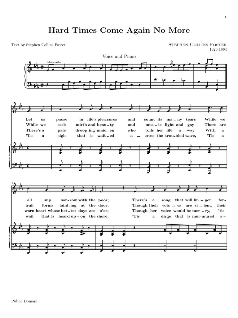 "Hard Times Come Again No More" | Stephen Foster | American Music ...