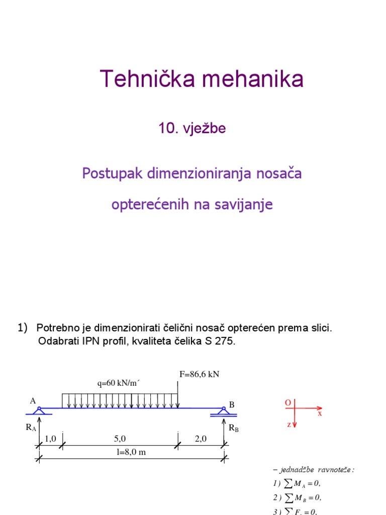 Postupak Dimenzioniranja Nosača Opterećenih Na Savijanje | PDF