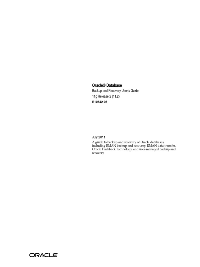 Oracle Database Backup And Recovery User S Guide 11 2 Pdf Backup Databases