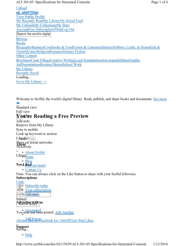 ACI 301 05 Specs | PDF | Scribd | Android (Operating System)