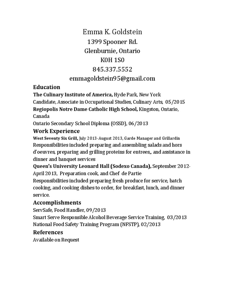 Emma K. Goldstein: 1399 Spooner Rd. Glenburnie, Ontario K0H 1S0 845.337 ...