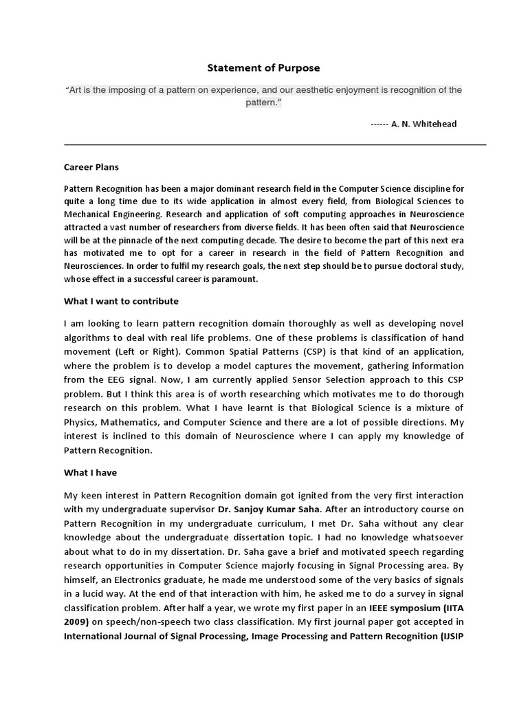 Statement of Purpose Rudrasis UChicago | Download Free PDF | Pattern Recognition | Thesis