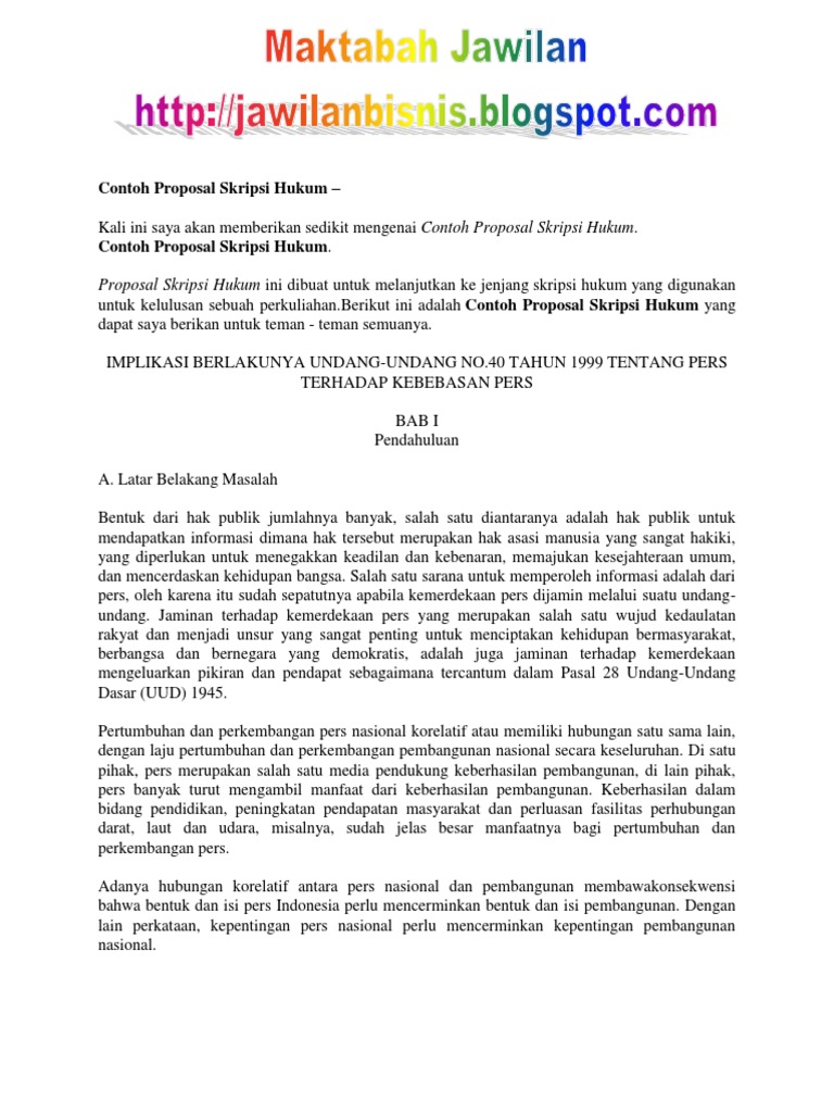 Contoh Proposal Skripsi Hukum | PDF