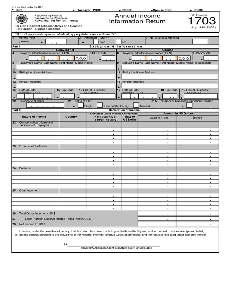 BIR Form 1703 | PDF | Citizenship | Philippines