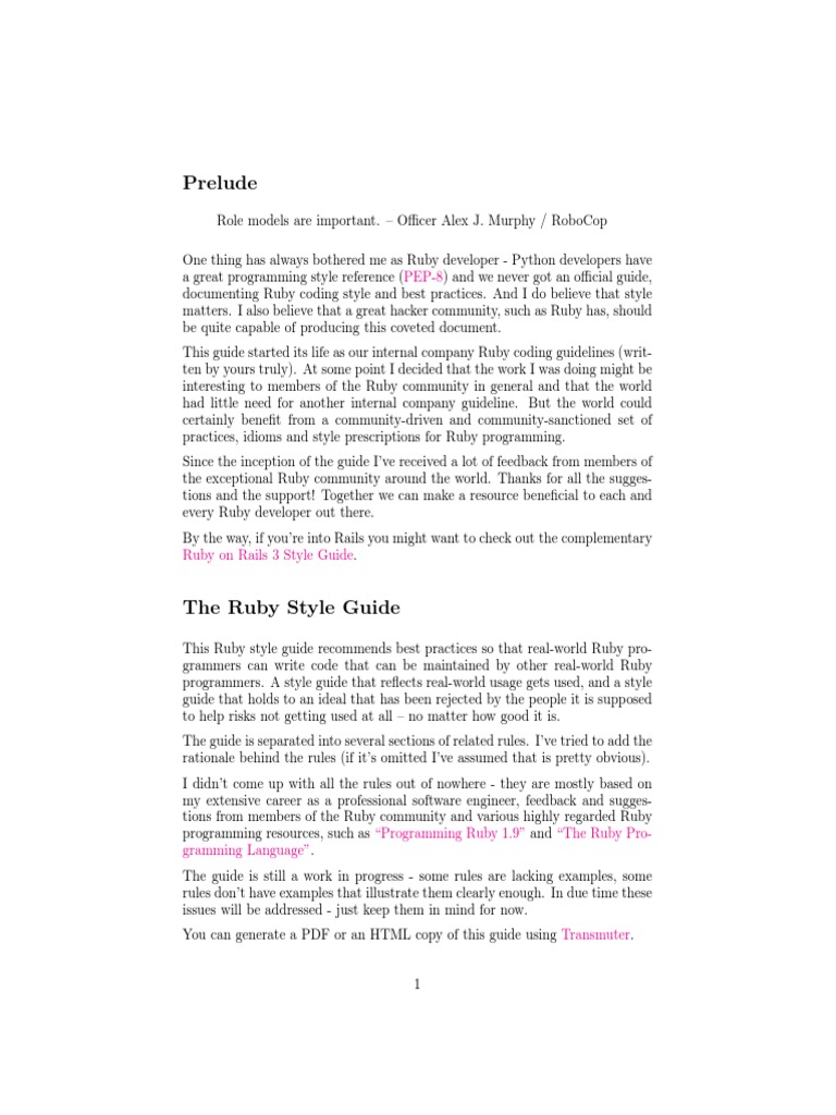 Ruby Style Guide | PDF | Anonymous Function | Control Flow