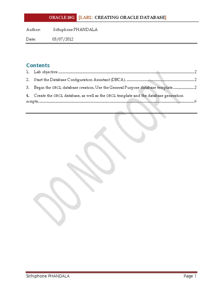 Create Database Oracle Database | PDF | Oracle Database | Databases