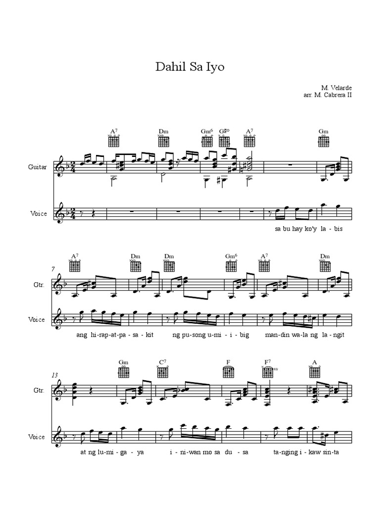 Dahil Sa Iyo For Guitar and Voice | PDF
