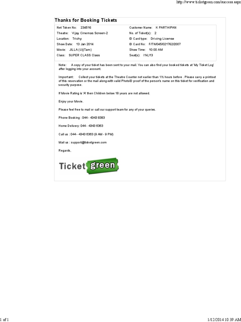 Thanks For Booking Tickets | PDF | Games & Activities