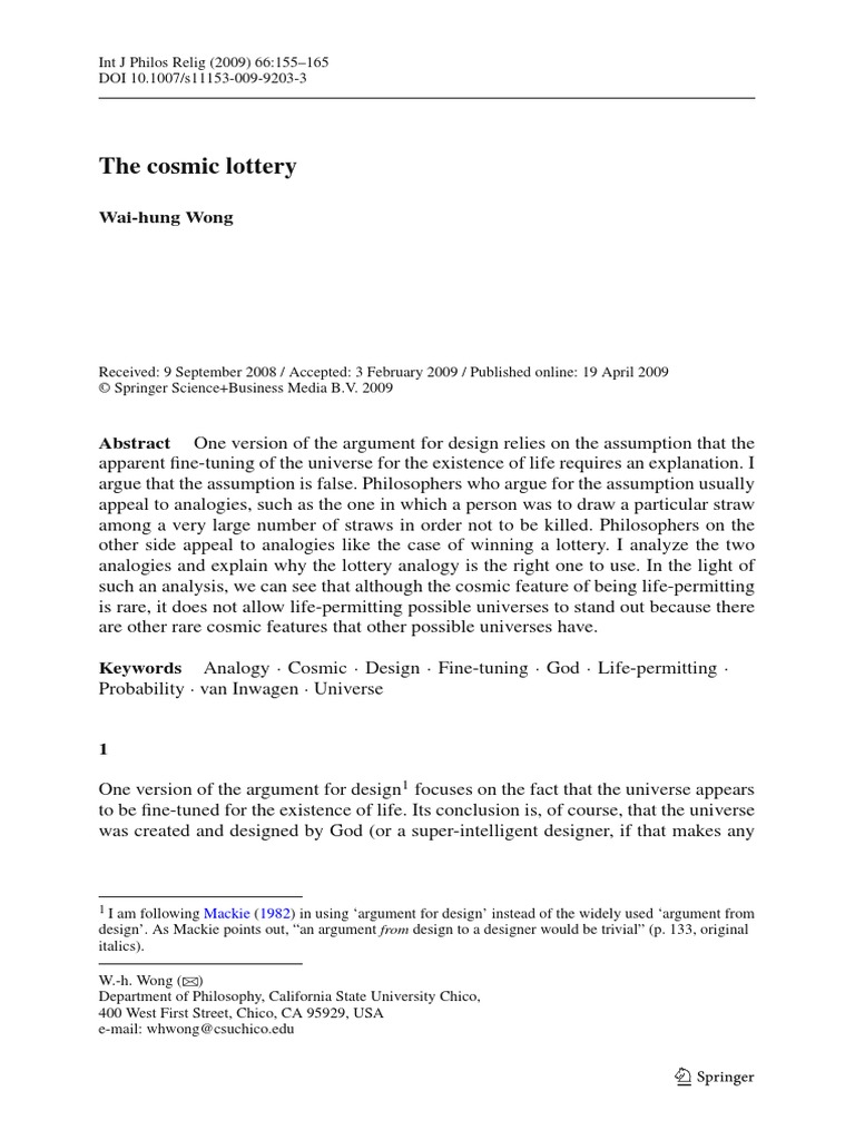 The Cosmic Lottery | PDF | Universe | Physics