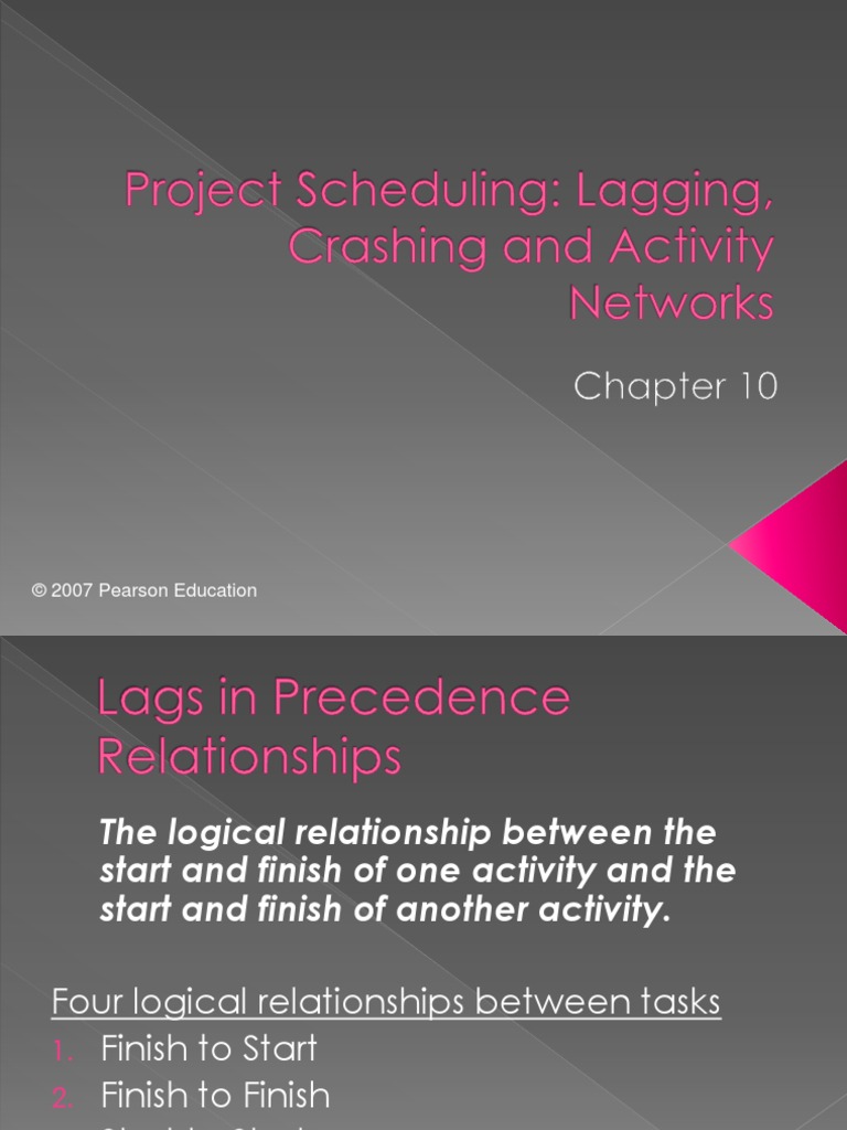 Project Scheduling: Lagging, Crashing and Activity Networks | PDF ...
