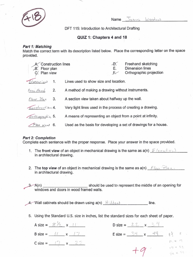 QUIZ 1: Chapters 4 And: Part 1: Matching | PDF | Technical Drawing ...