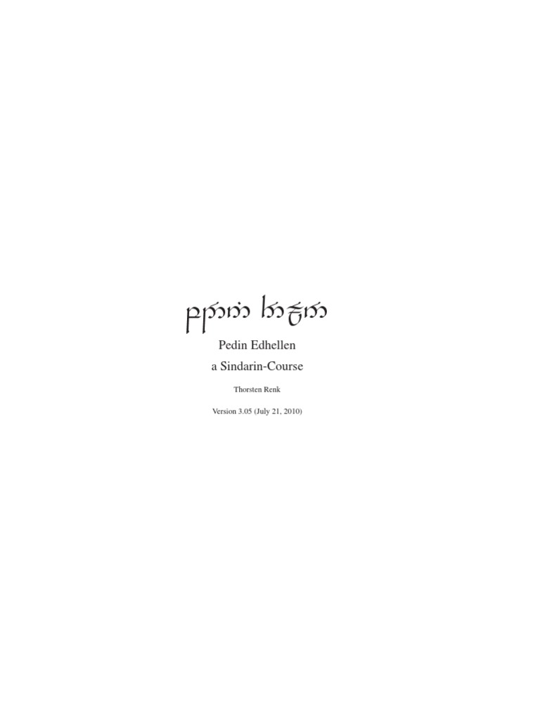 Sindarin Course Pedin - Edhellen | PDF | Style (Fiction) | Philology