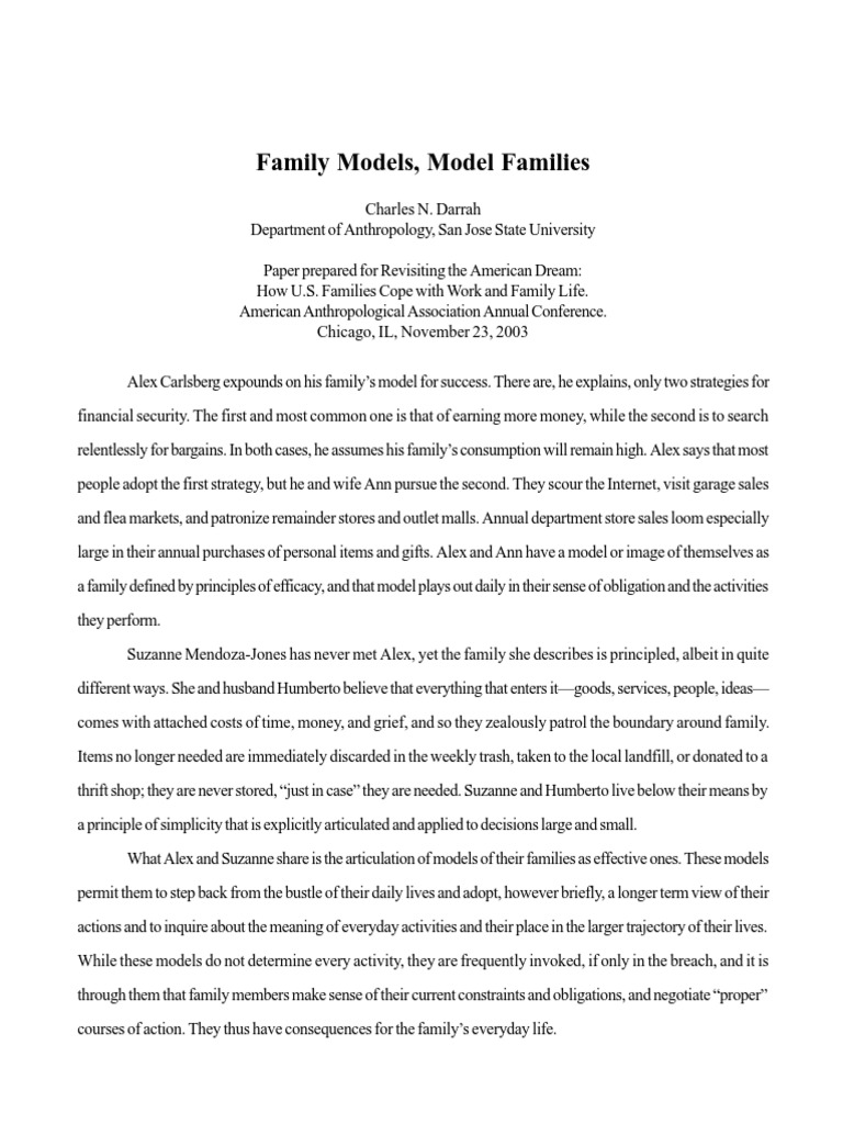 Family Models and Efficacy in America | PDF | Lifestyle (Sociology) | Self