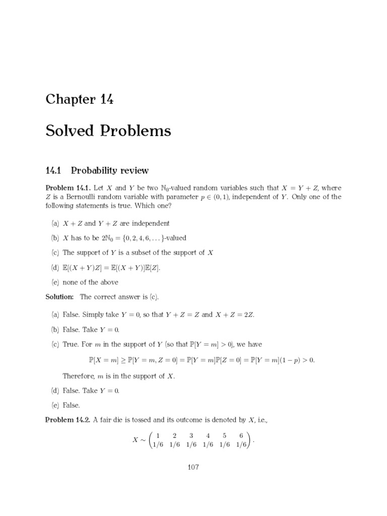 Solved Problems: 14.1 Probability Review | PDF