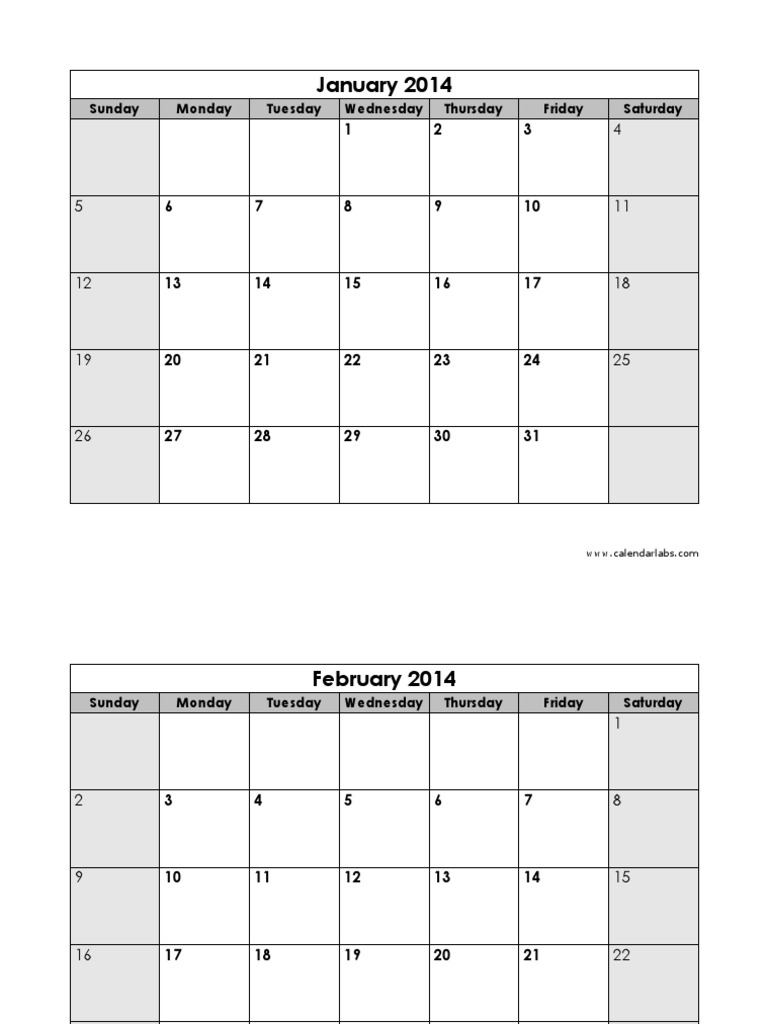 2014 US Calendar with Holidays | PDF | Self-Improvement