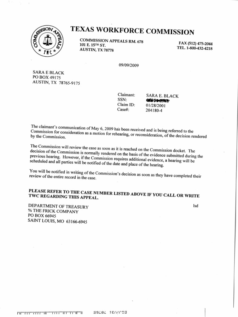 TWC Reopens My 2001 Case | PDF | Government Information | Public Law