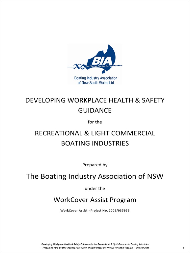 Developing Workplace Health & Safety Guidance Recreational & Light Commercial Boating Industries ...